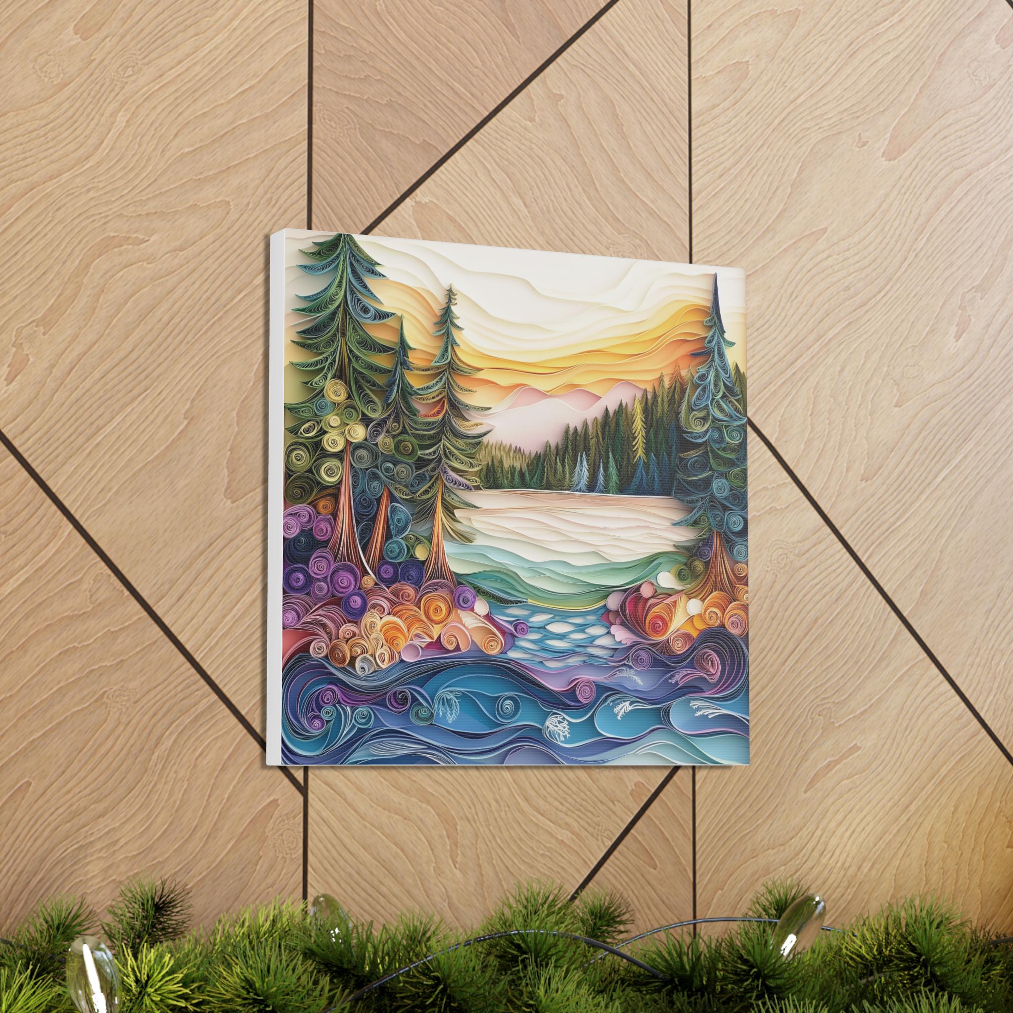 Forest Lake Sunrise, Paper Quilling Artwork of a Serene Landscape ...