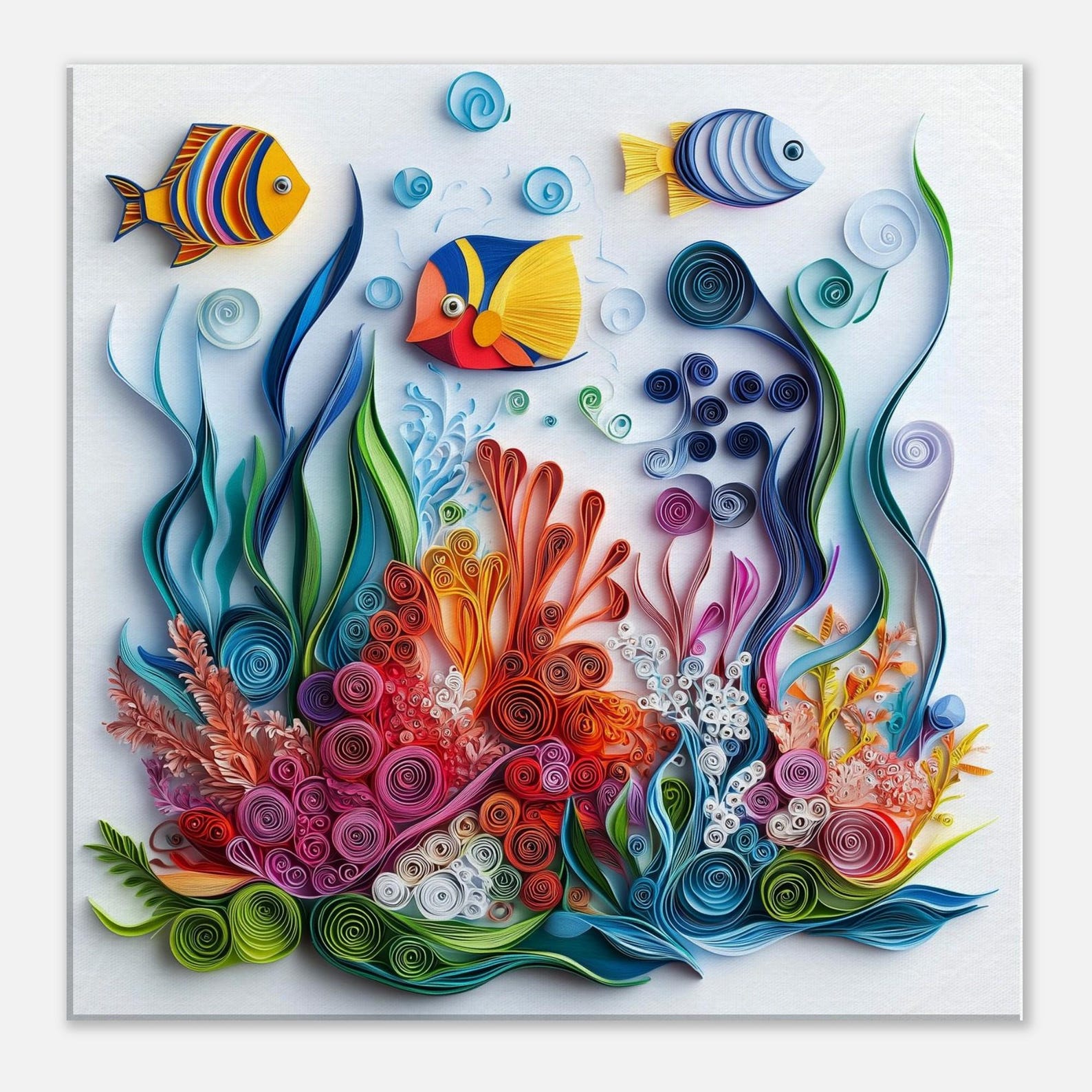 Colorful Fish in Coral Reef, Paper Quilling Artwork of Tropical Fish ...