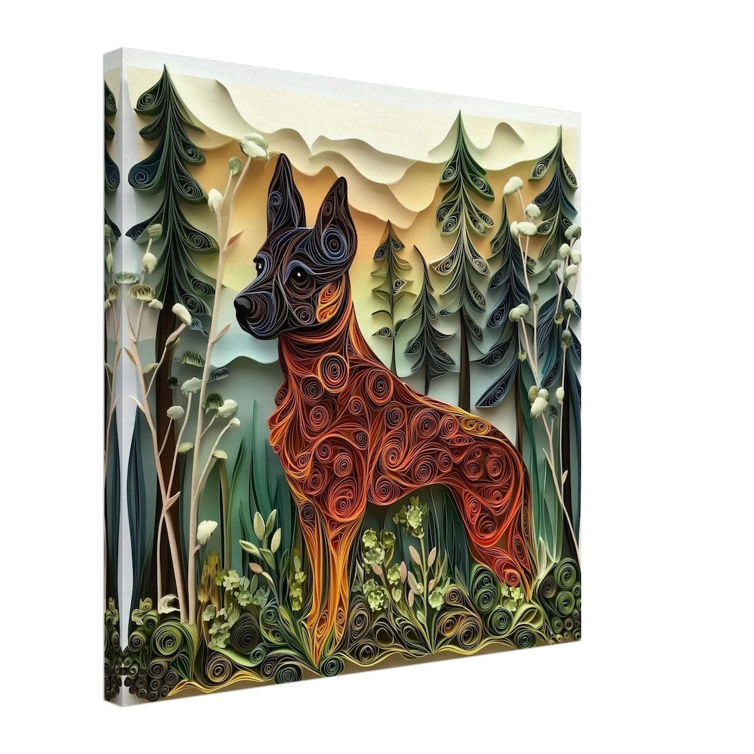 Woodland Watcher, Paper Quilling Artwork of a Dog in Forest, Quilled ...