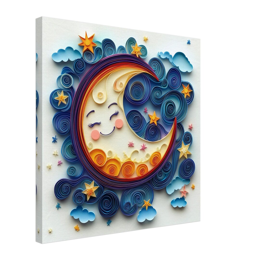 Sleepy Moon, Paper Quilling Artwork of a Moon and Stars, Quilled Paper ...