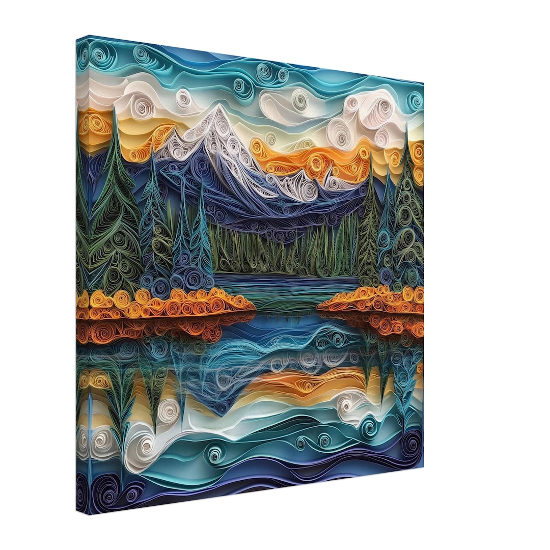 Mountain Lake Reflection, Paper Quilling Art of Nature, Quilled Paper ...