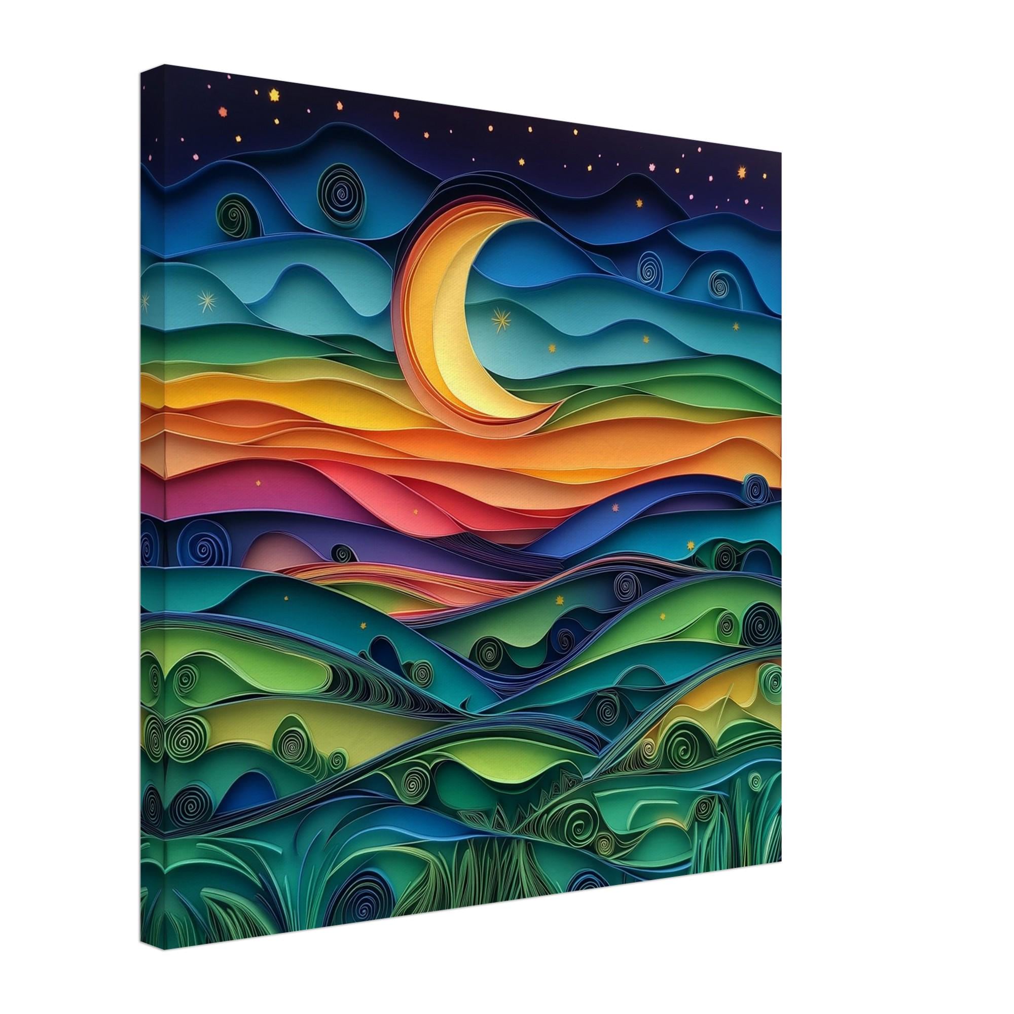 Lunar Landscape, Paper Quilling Artwork of Night Scene, Quilled Paper ...