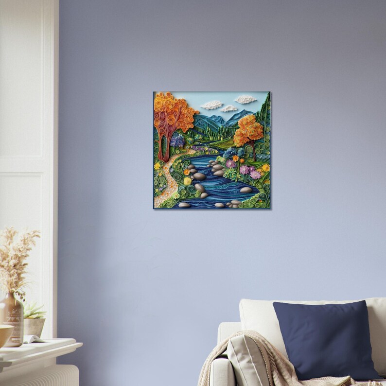 Scenic River Valley, Paper Quilling Artwork of Nature, Quilled Paper ...