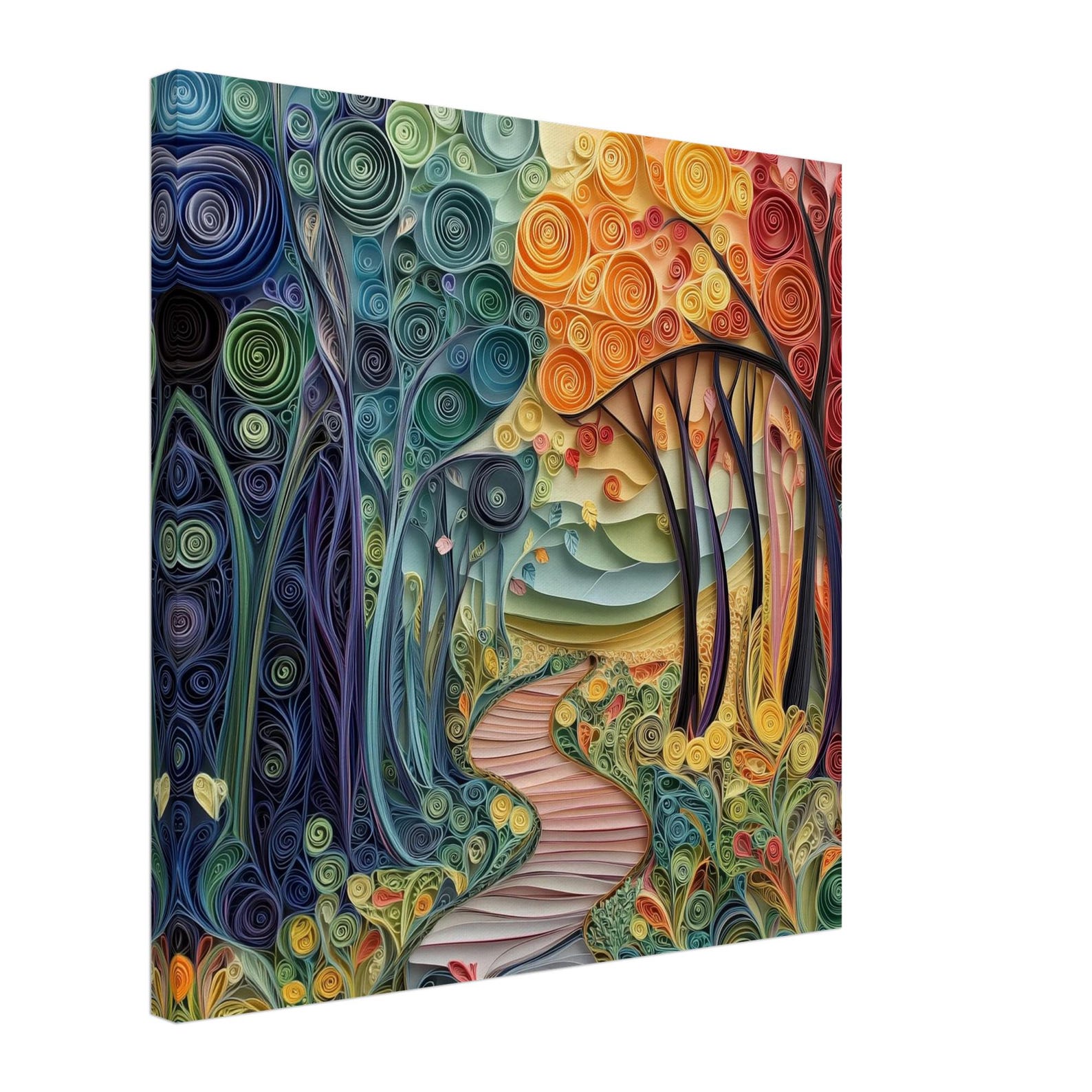 Four Seasons Path, Paper Quilling Artwork of Landscape, Quilled Paper ...