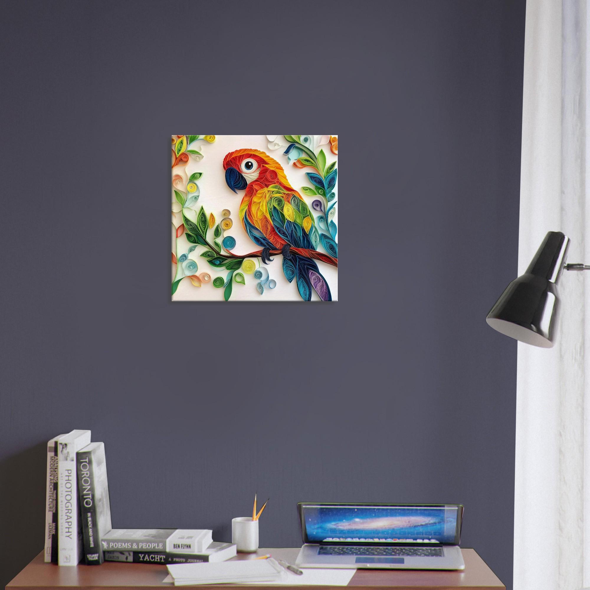 Colorful Parrot, Paper Quilling Artwork of a Parrot on a Branch ...