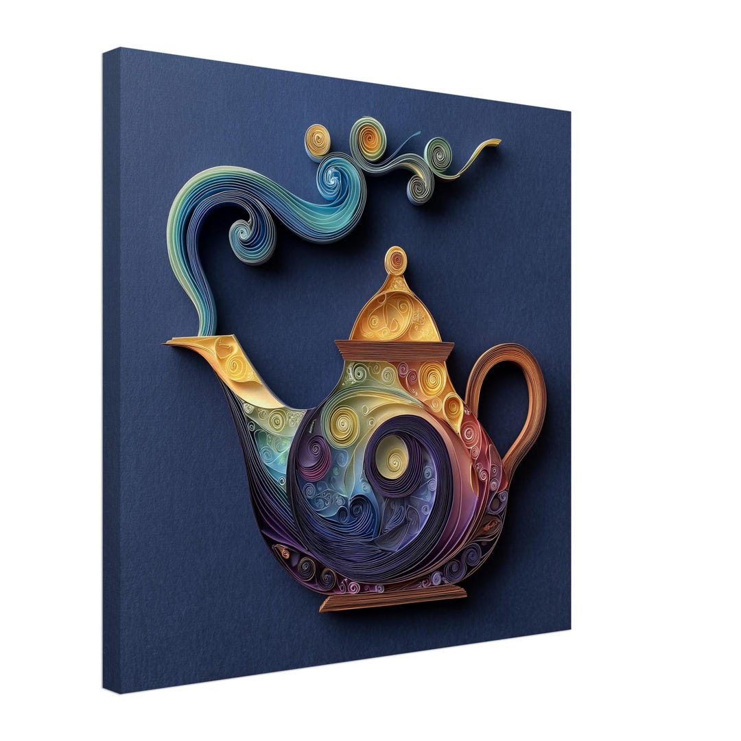 Tea Time Swirl, Paper Quilling Artwork of a Teapot, Quilled Paper ...