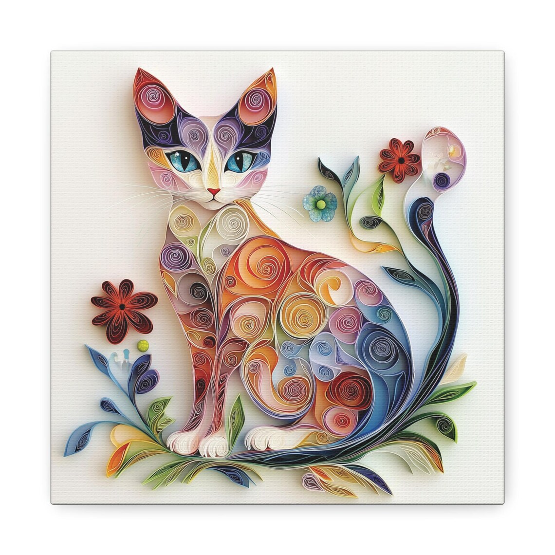 Colorful Cat, Paper Quilling Artwork of a Graceful Feline, Quilled ...