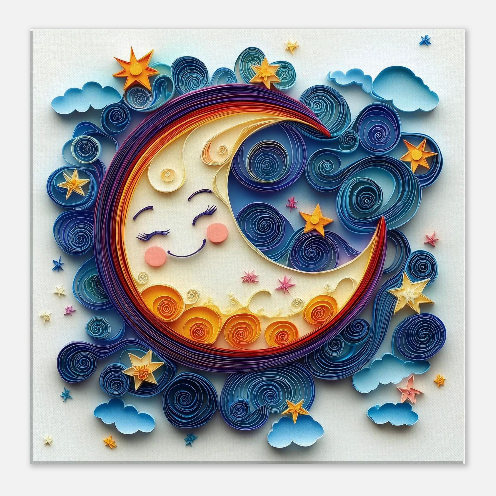 Sleepy Moon, Paper Quilling Artwork of a Moon and Stars, Quilled Paper ...