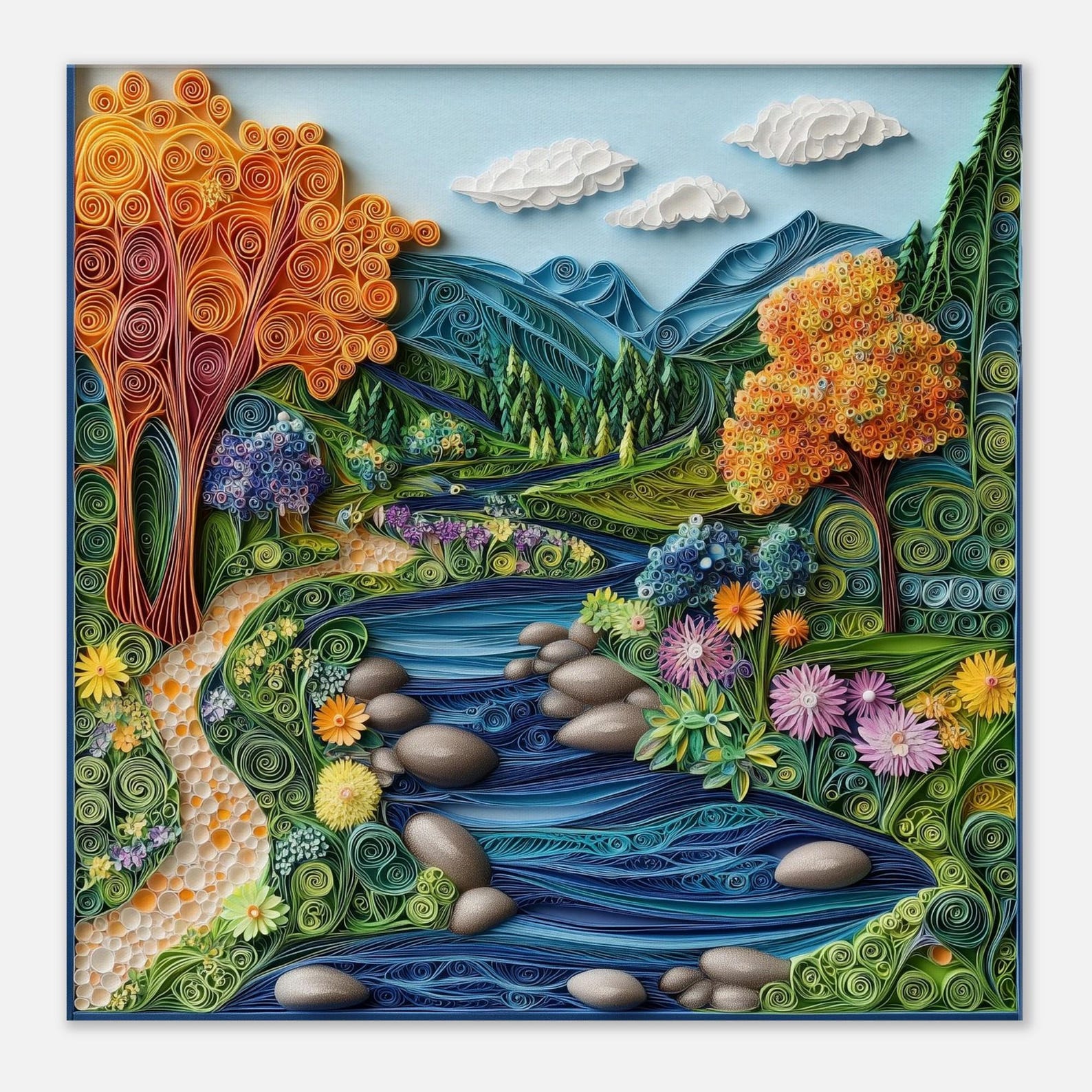 Scenic River Valley, Paper Quilling Artwork of Nature, Quilled Paper ...