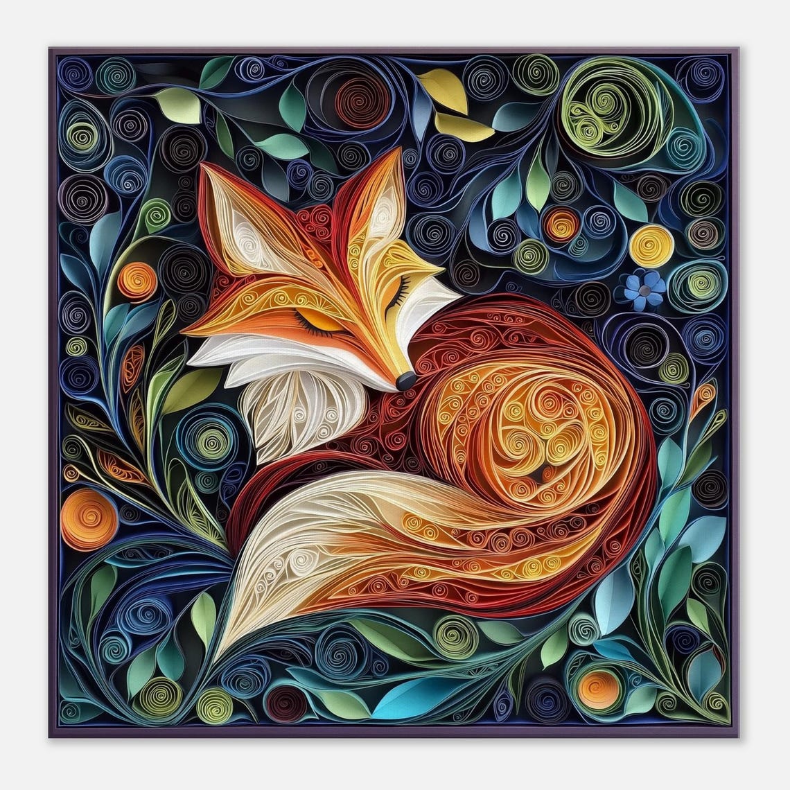 Graceful Fox, Paper Quilling Artwork of a Sleeping Fox, Quilled Paper ...