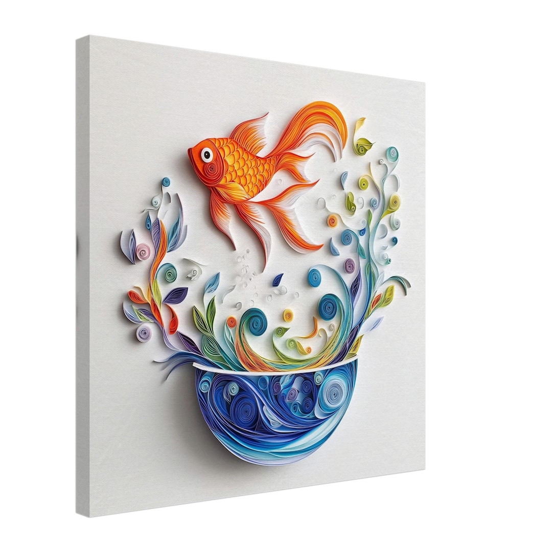 Golden Fish, Paper Quilling Artwork of a Goldfish and Water, Quilled ...