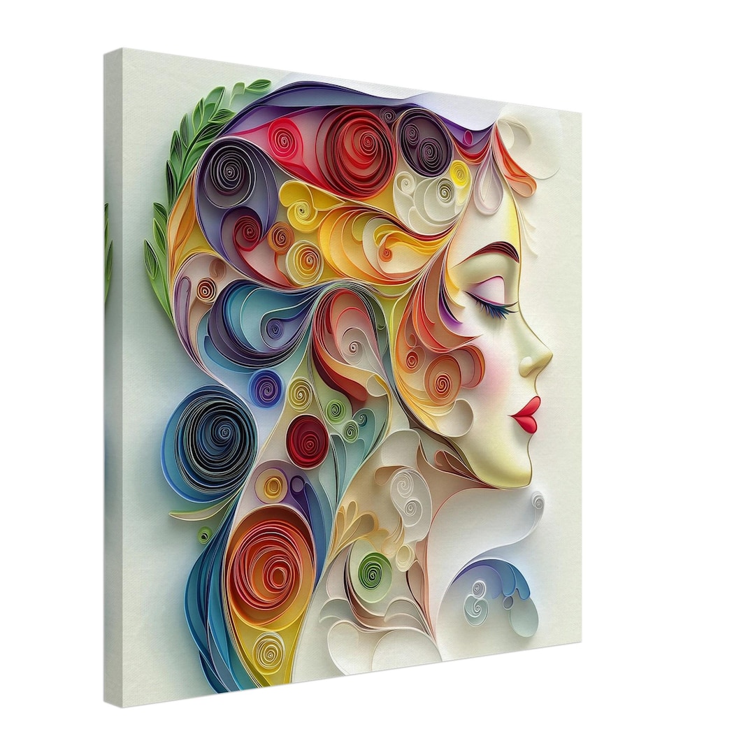 Chromatic Profile, Paper Quilling Artwork of a Woman's Face, Quilled ...
