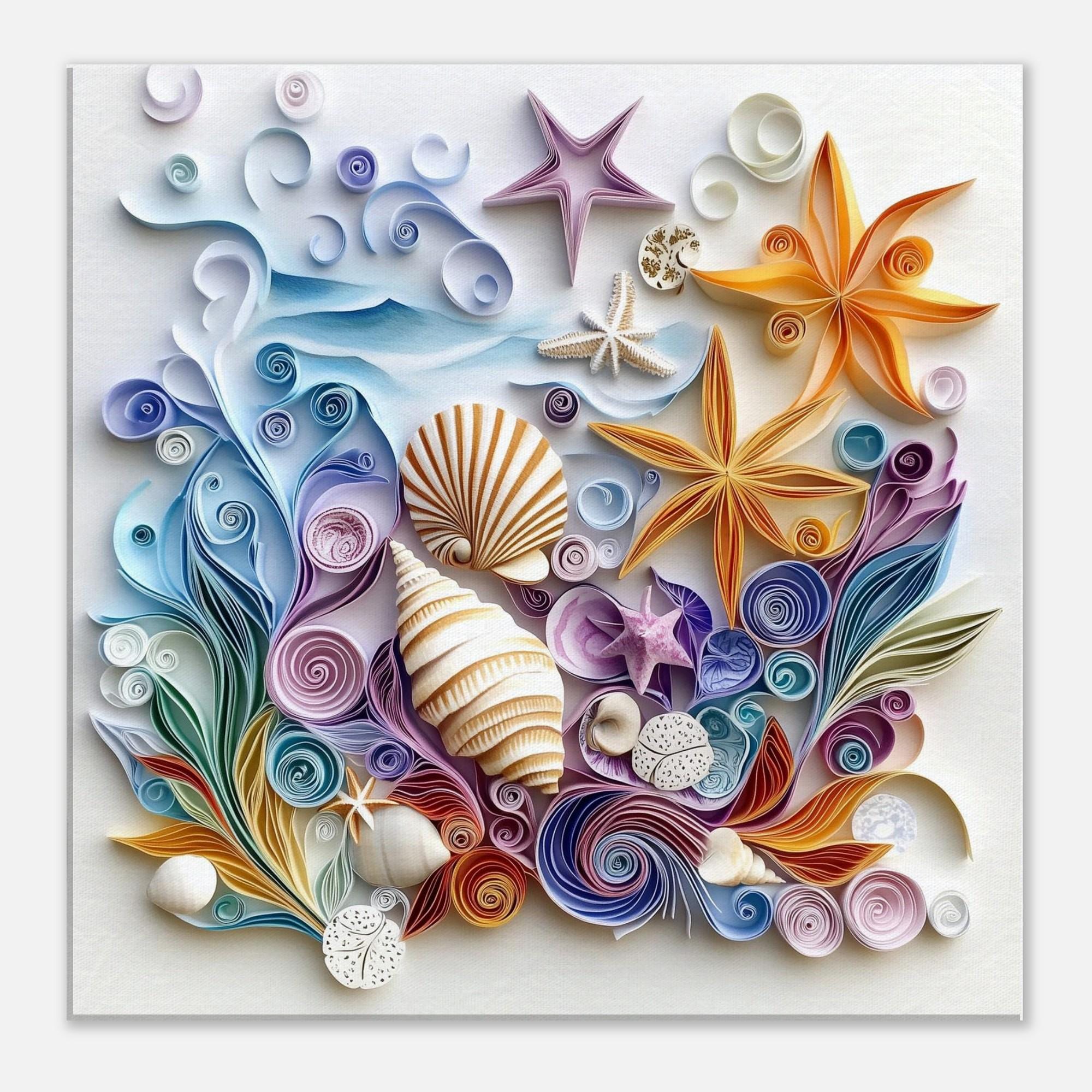Seashells and Starfish by the Shore, Paper Quilling Artwork of Ocean ...