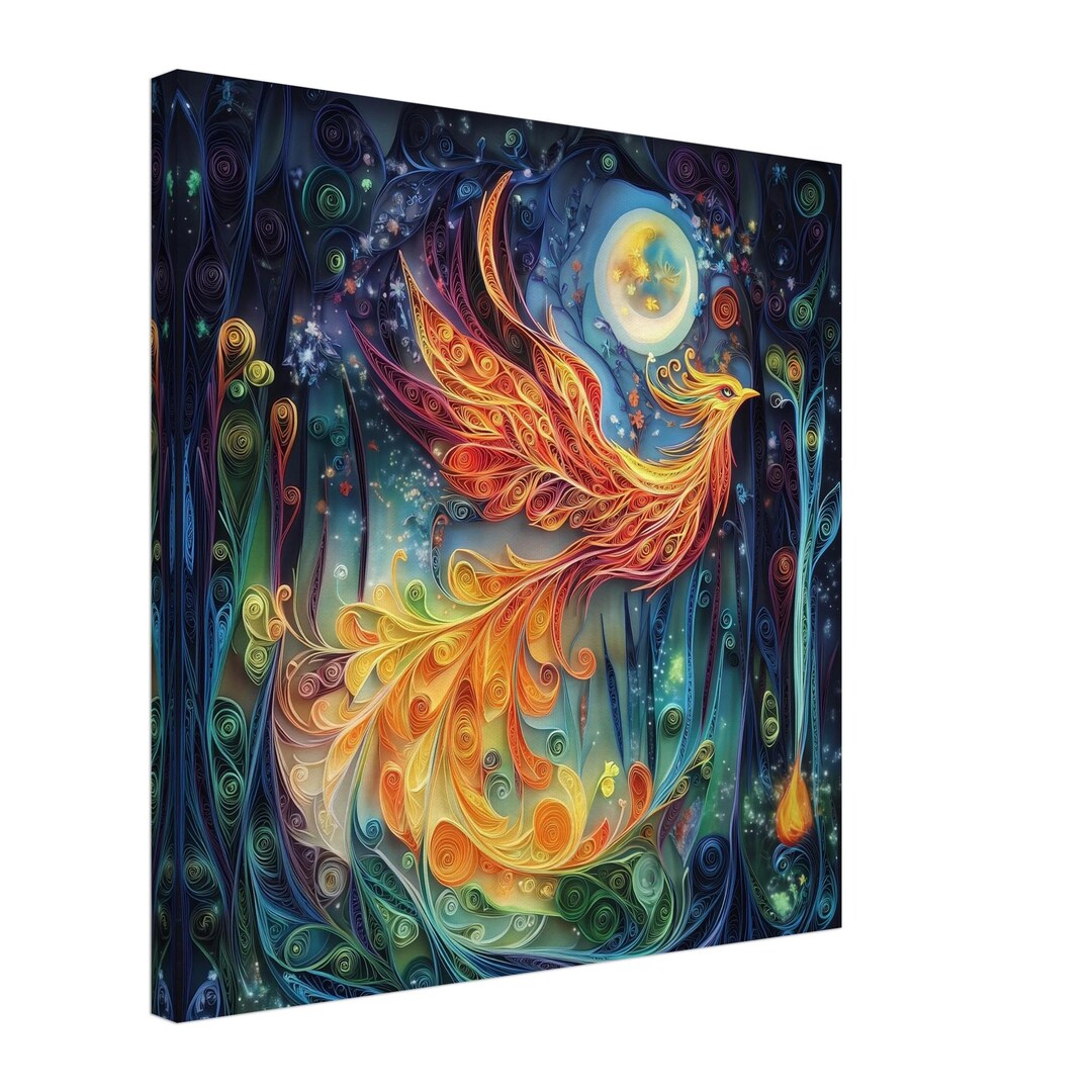 Moonlit Phoenix Flight, Paper Quilling Artwork of a Mythical Bird ...