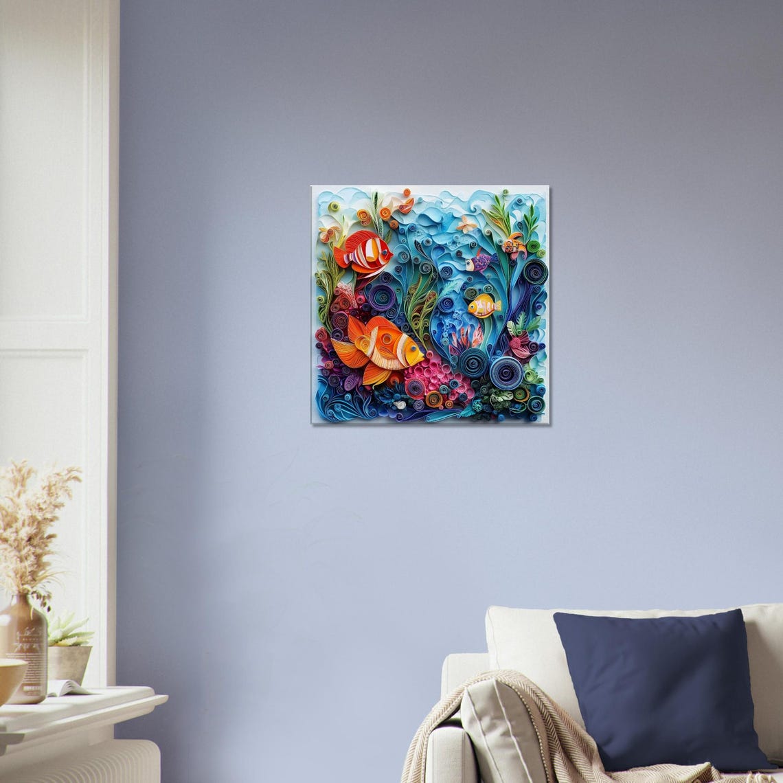 Underwater Paradise, Paper Quilling Artwork of Colorful Fish in a Coral ...