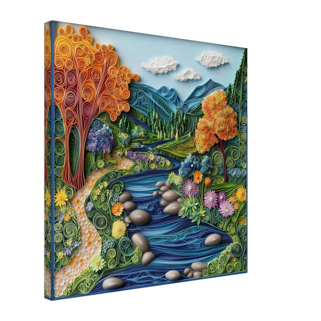 Scenic River Valley, Paper Quilling Artwork of Nature, Quilled Paper ...