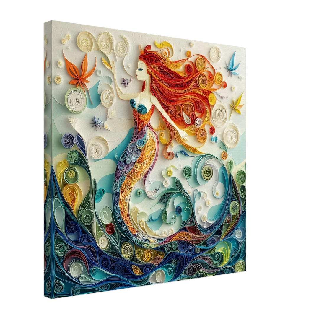 Oceanic Siren, Paper Quilling Artwork of Enchanting Mermaid, Quilled ...