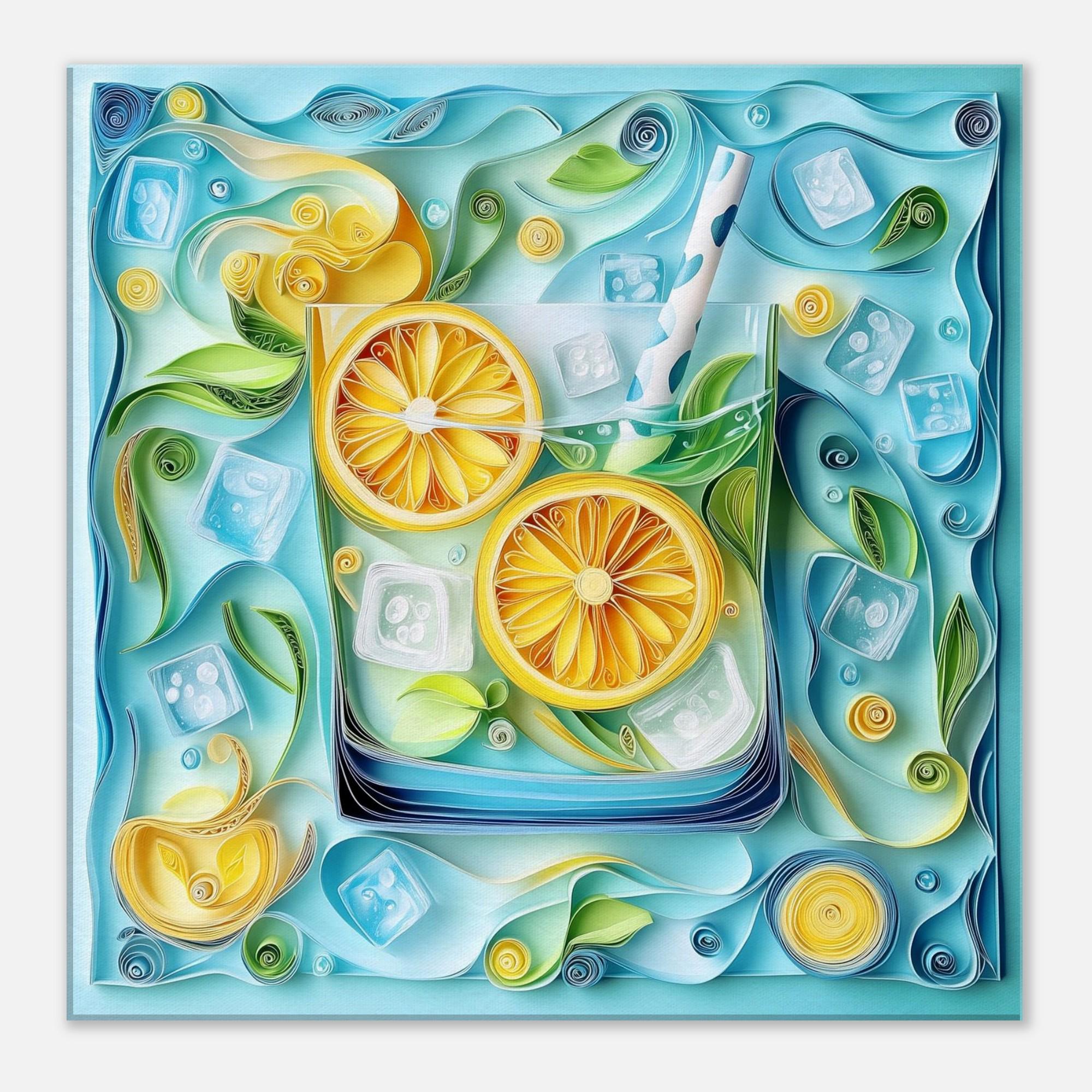 Citrus Splash, Paper Quilling Artwork of Lemon Drink With Ice, Quilled ...