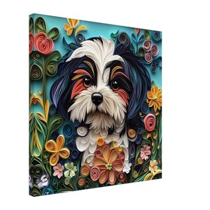 Floral Pup, Paper Quilling Artwork of a Cute Dog, Quilled Paper Design ...