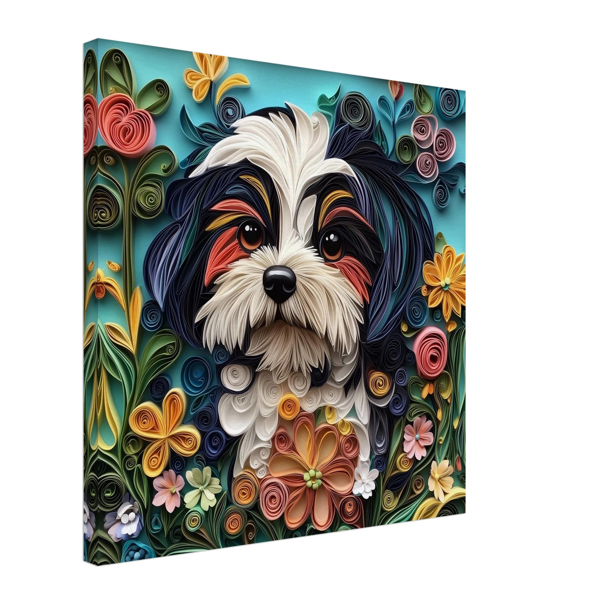 Floral Pup, Paper Quilling Artwork of a Cute Dog, Quilled Paper Design ...
