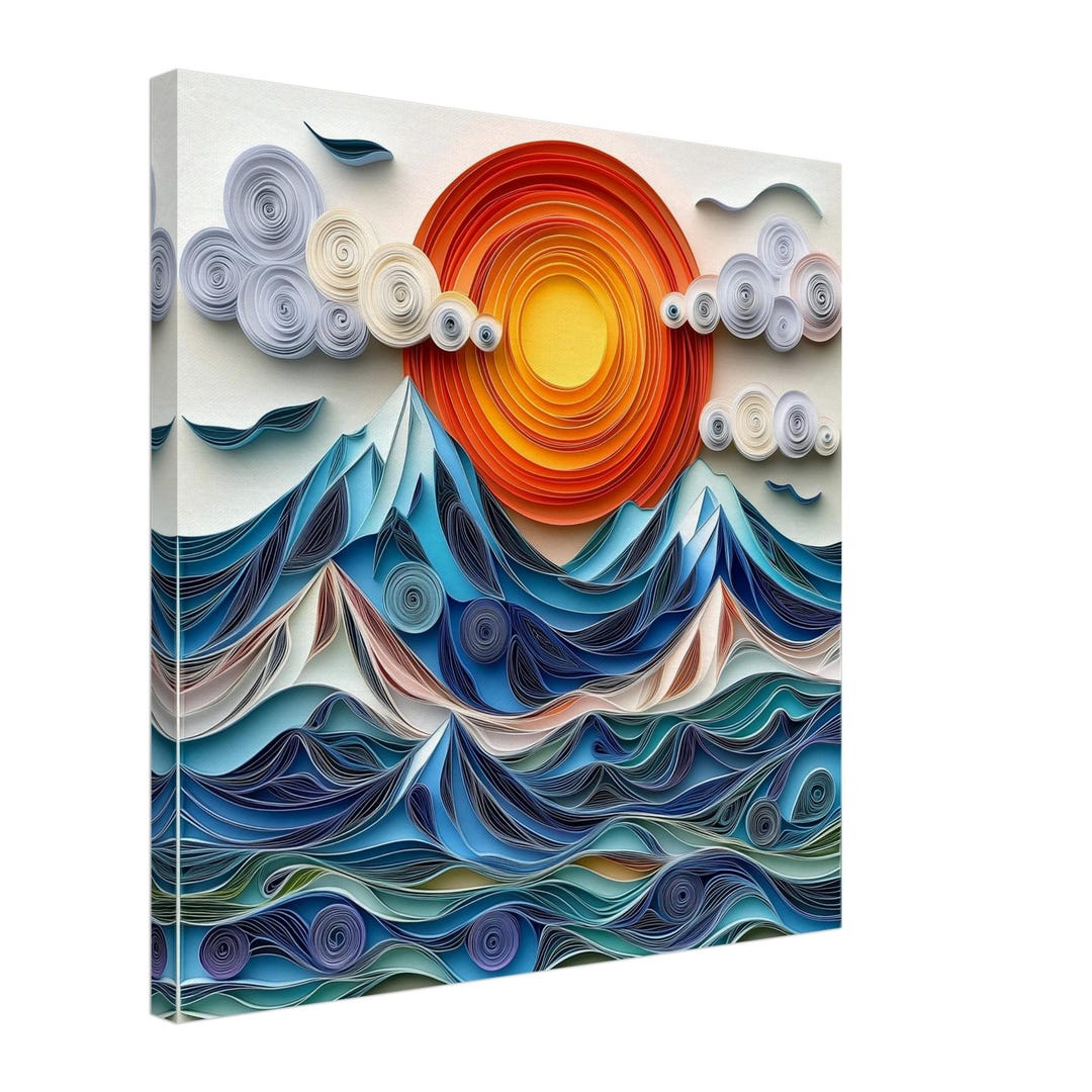 Mountain Sunset, Paper Quilling Artwork of a Sunset Over the Sea ...