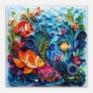 Underwater Paradise, Paper Quilling Artwork of Colorful Fish in a Coral ...