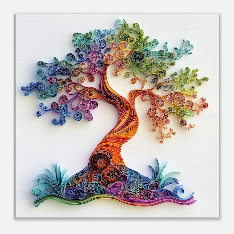 Vibrant Tree of Life, Paper Quilling Artwork of a Colorful Tree ...