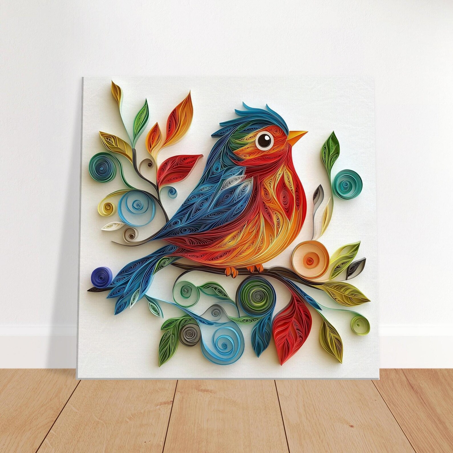 Colorful Bird, Paper Quilling Artwork of a Vibrant Bird on a Branch ...