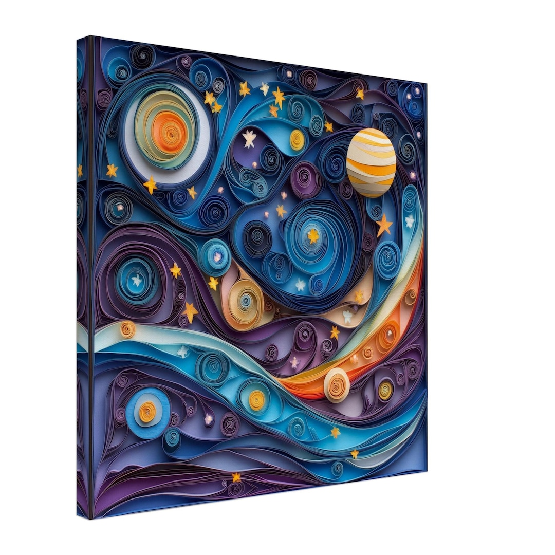 Cosmic Dream, Paper Quilling Artwork of a Starry Night and Planets ...
