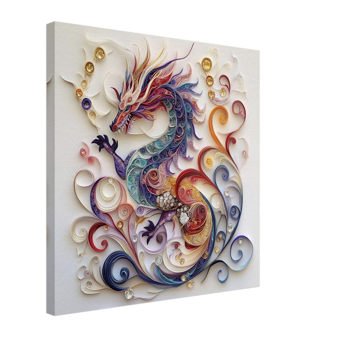 Opalescent Jeweled Dragon, Paper Quilling Artwork of Gemstone Serpent ...