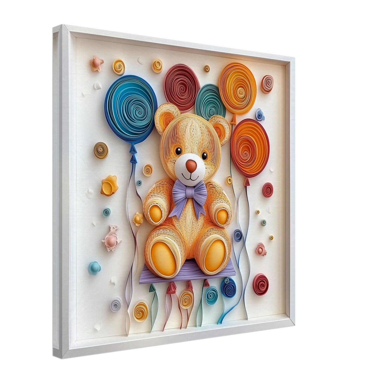 Teddy Bear Fun, Paper Quilling Artwork of a Teddy Bear With Balloons ...