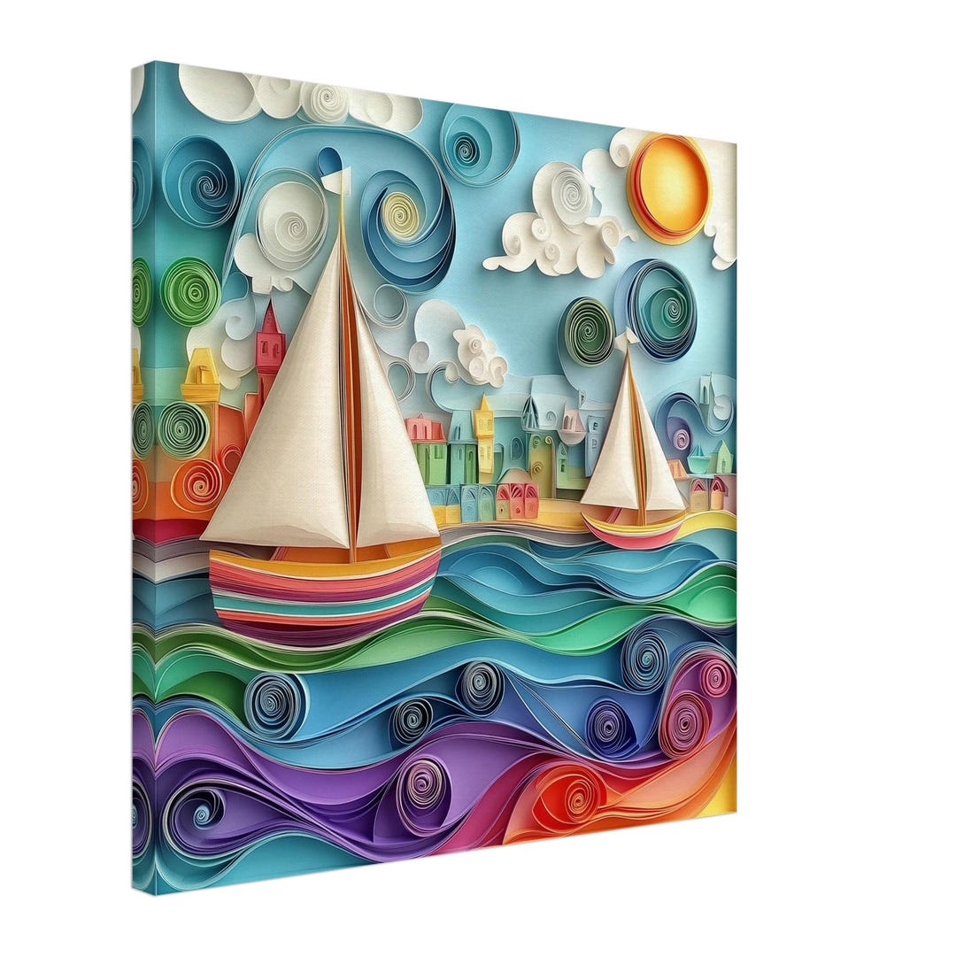 Seaside Sailboats, Paper Quilling Artwork of Boats by the Coast ...