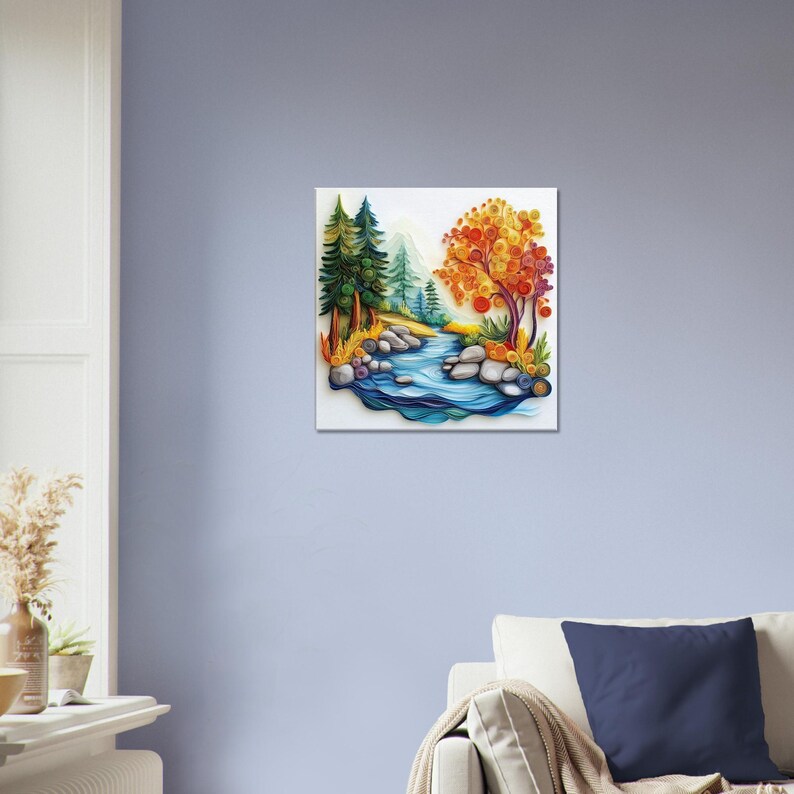 Autumn River, Paper Quilling Artwork of a Fall Landscape With Flowing ...