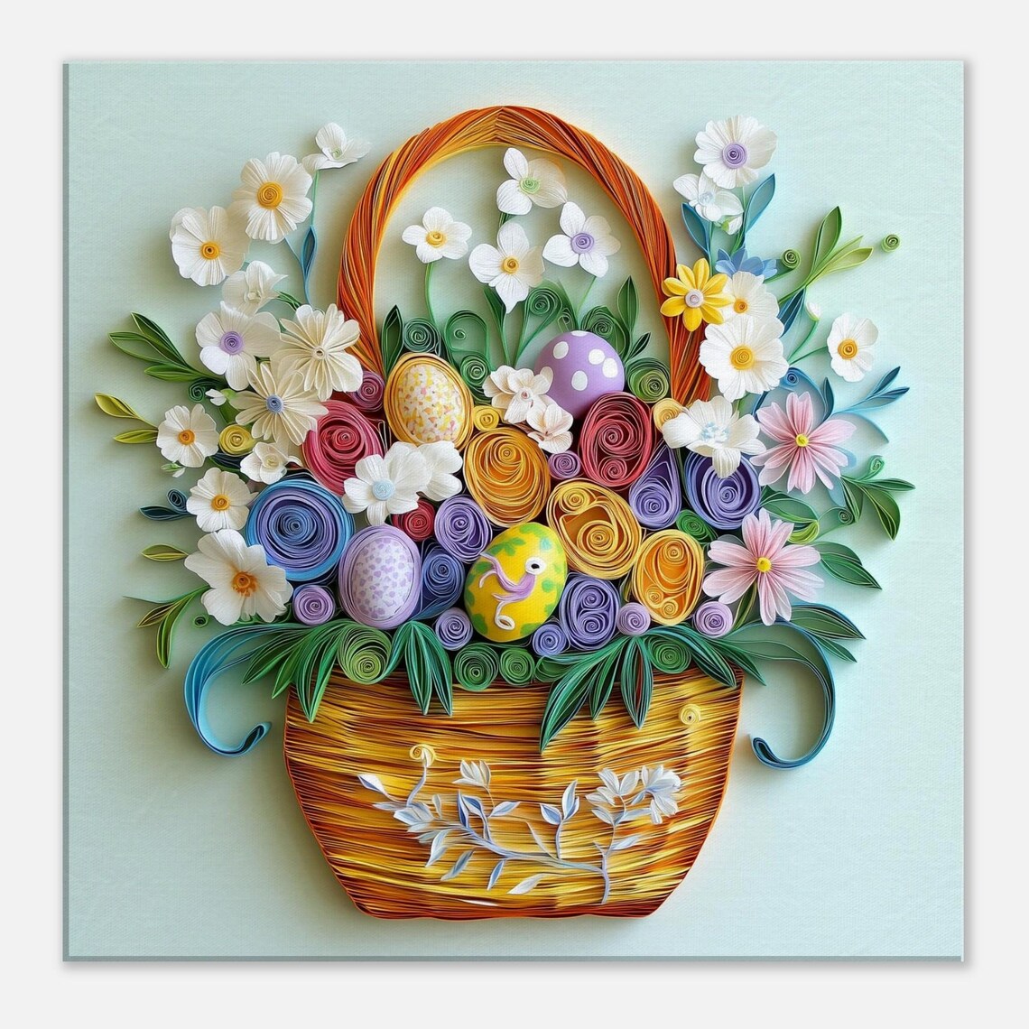 Spring Basket, Paper Quilling Artwork of a Colorful Easter Basket ...
