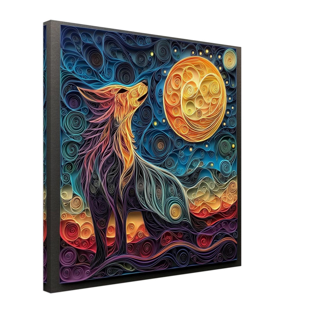 Howling Wolf, Paper Quilling Artwork of a Wolf Howling at the Moon ...