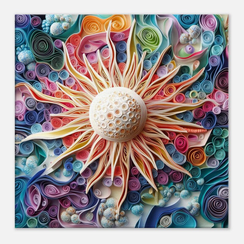 Radiant Sun, Paper Quilling Artwork of a Colorful Sunburst, Quilled ...