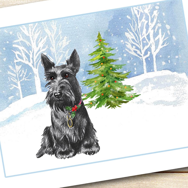 Scottie Dog Christmas Card - Etsy