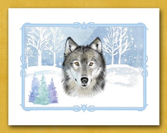 Wolf Christmas Cards - Etsy