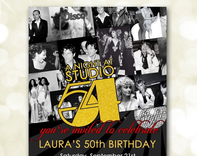 Disco Studio 54 Invitation / 1970s Celebrities / Mirror Ball / Theme ...