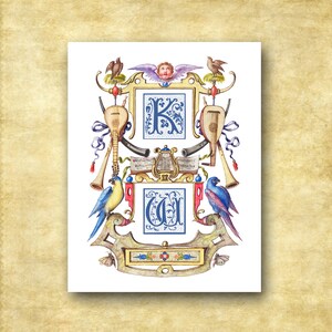 Medieval Monogram Note Cards Two Initials Renaissance | Etsy