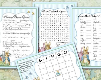 Baby Shower Games / PETER RABBIT / Bunny / Word Search Bingo | Etsy Canada