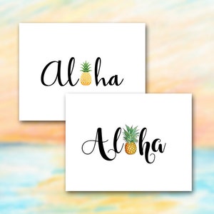 Aloha Note Cards / Pineapple / Personalized / Tropical Hawaiian / Symbol of Welcome / Set of 10 ...