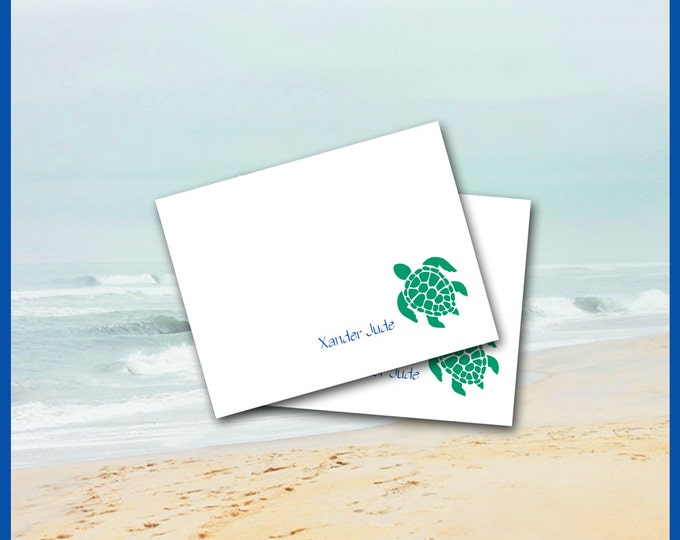 Sea Turtle Note Cards / Personalized Stationery Set of 10 / - Etsy
