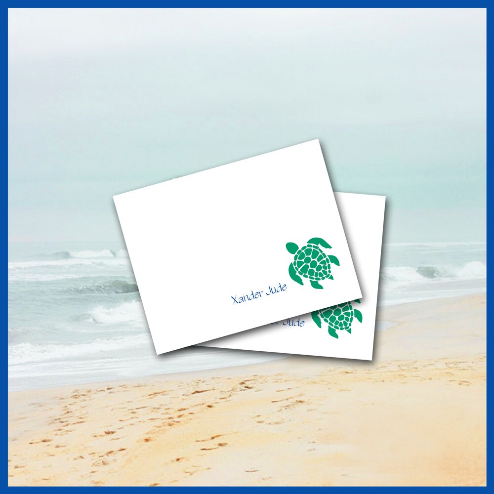 Sea Turtle Note Cards / Personalized Stationery Set of 10 / - Etsy