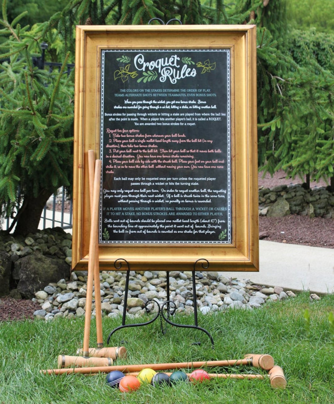 Couples Croquet Rules Chalkboard Sign: Lawn Party Decoration (digital ...