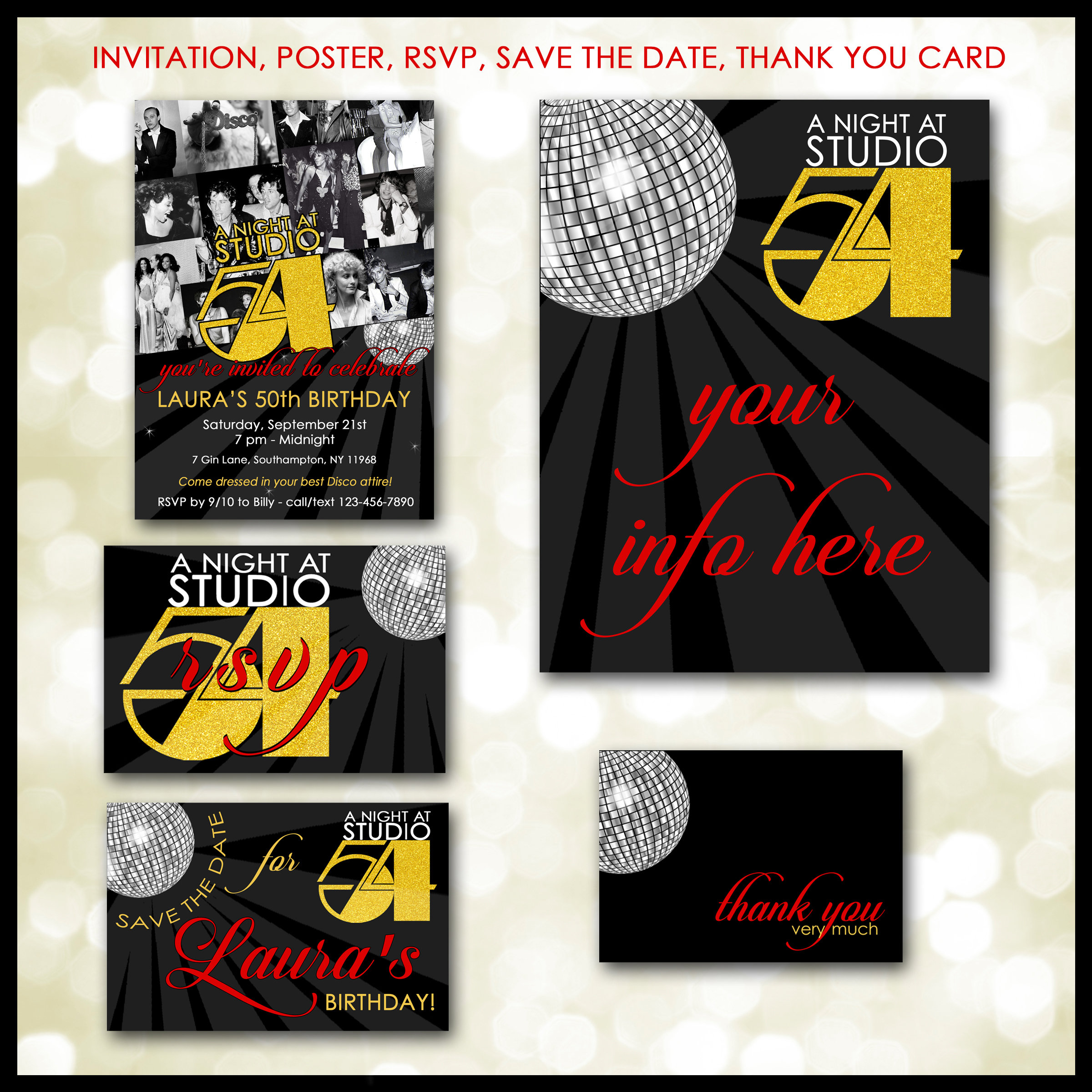 Disco Studio 54 Invitation / 1970s Celebrities / Mirror Ball / - Etsy UK