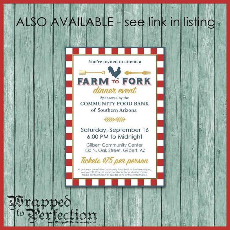 Farm to Table Invitation Poster & Save the Date / Fundraiser | Etsy