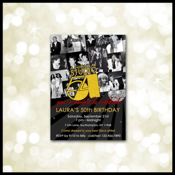 Disco Studio 54 Invitation / 1970s Celebrities / Mirror Ball / - Etsy