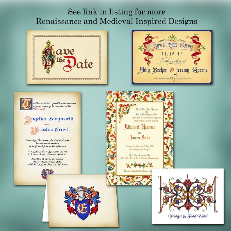 Medieval Monogram Note Cards Two Initials Renaissance | Etsy