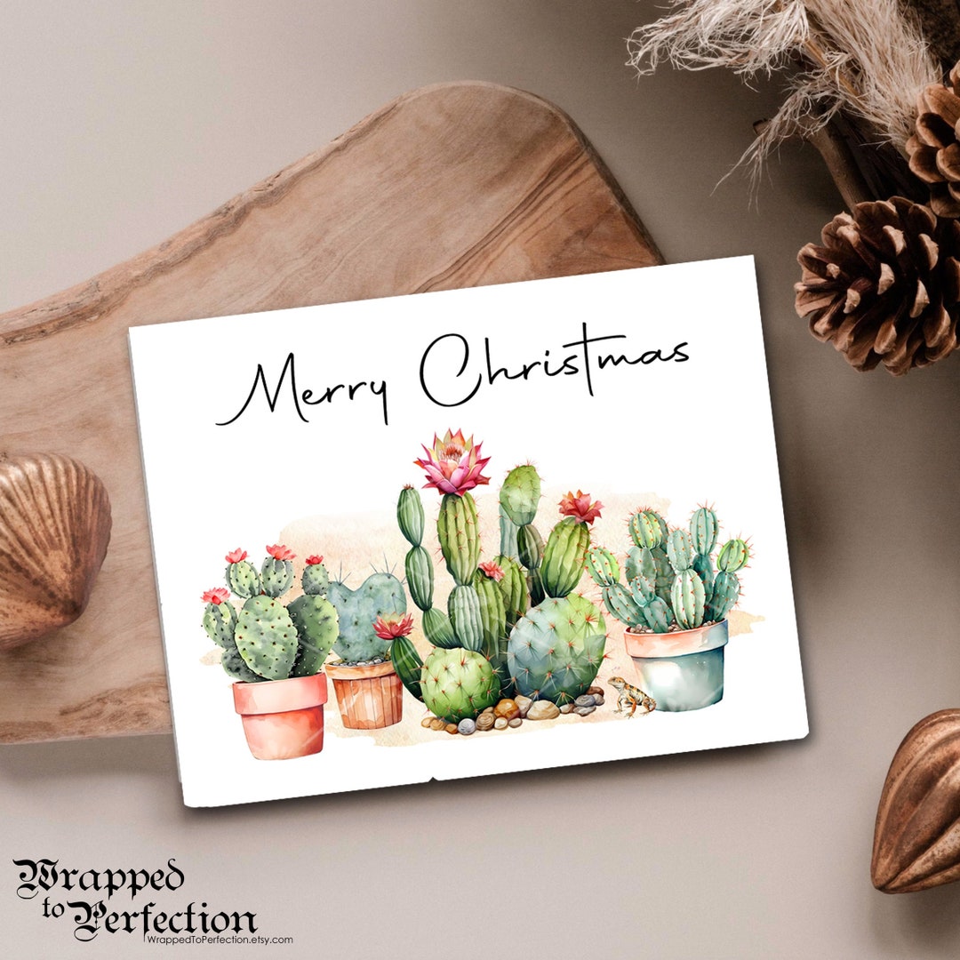 Cactus Christmas Card Set: Southwest Desert, Holiday, Feliz Navidad ...